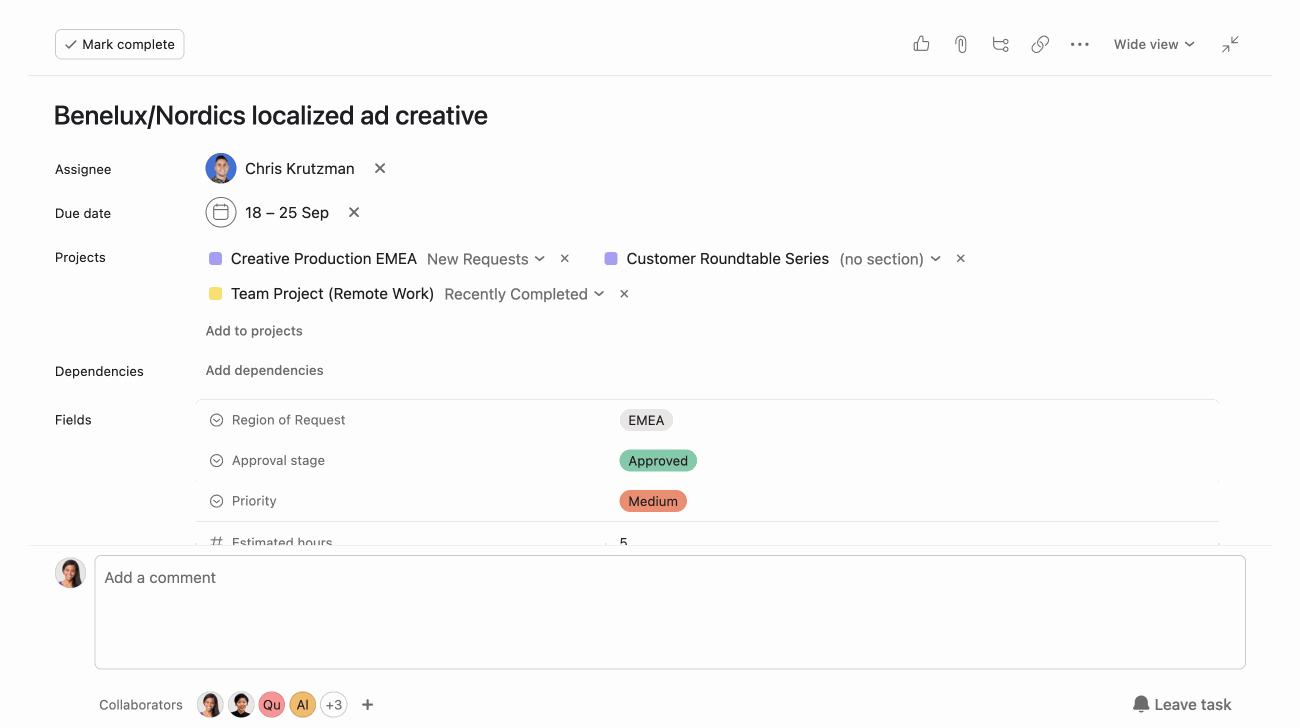 Giving feedback and approvals