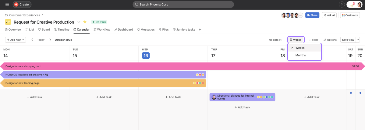 Calendar view