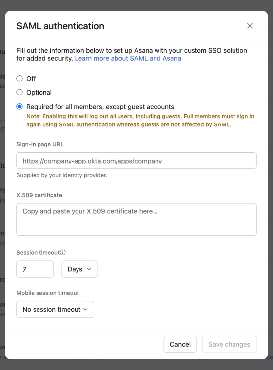 Authentication and access management options for paid plans