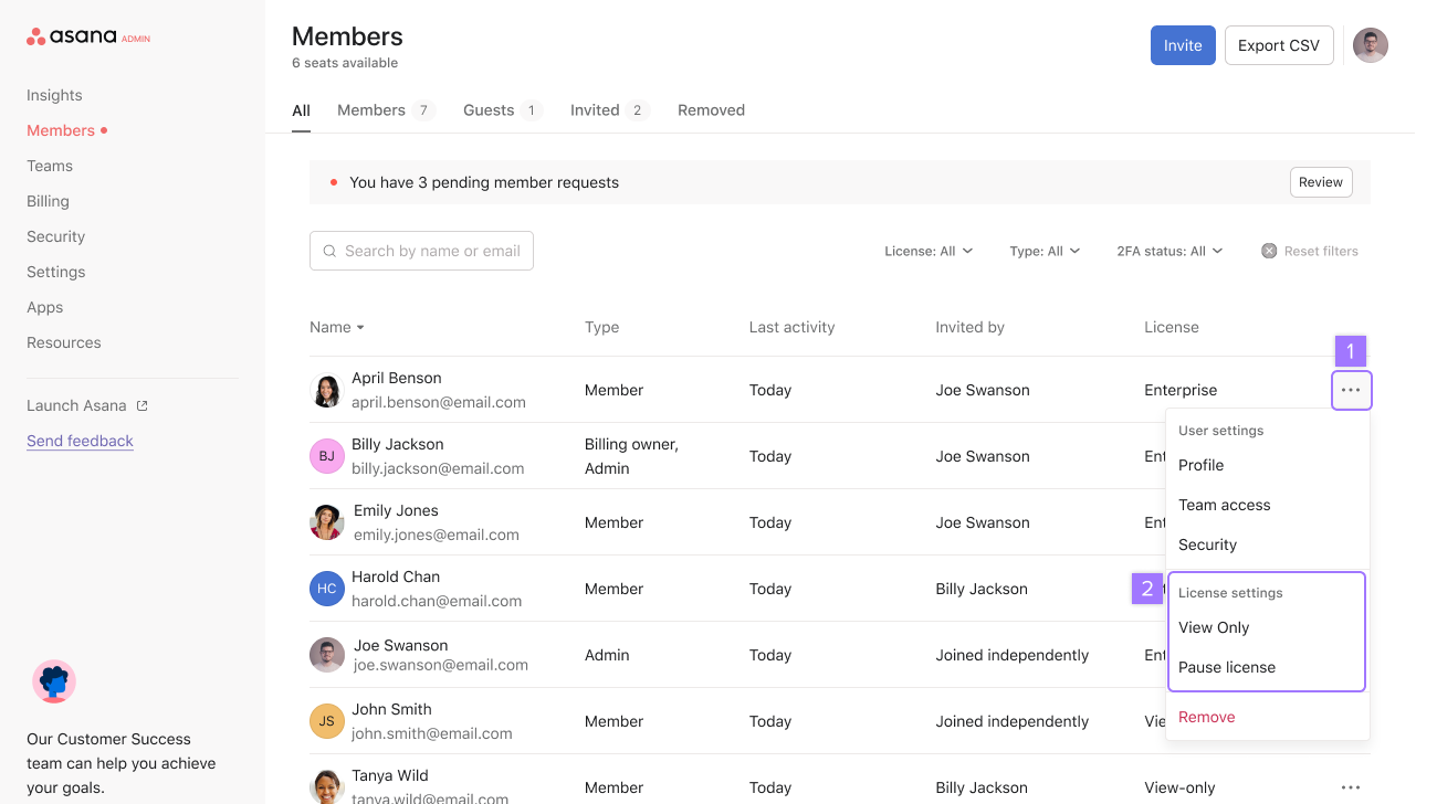 View Only Licenses in Asana