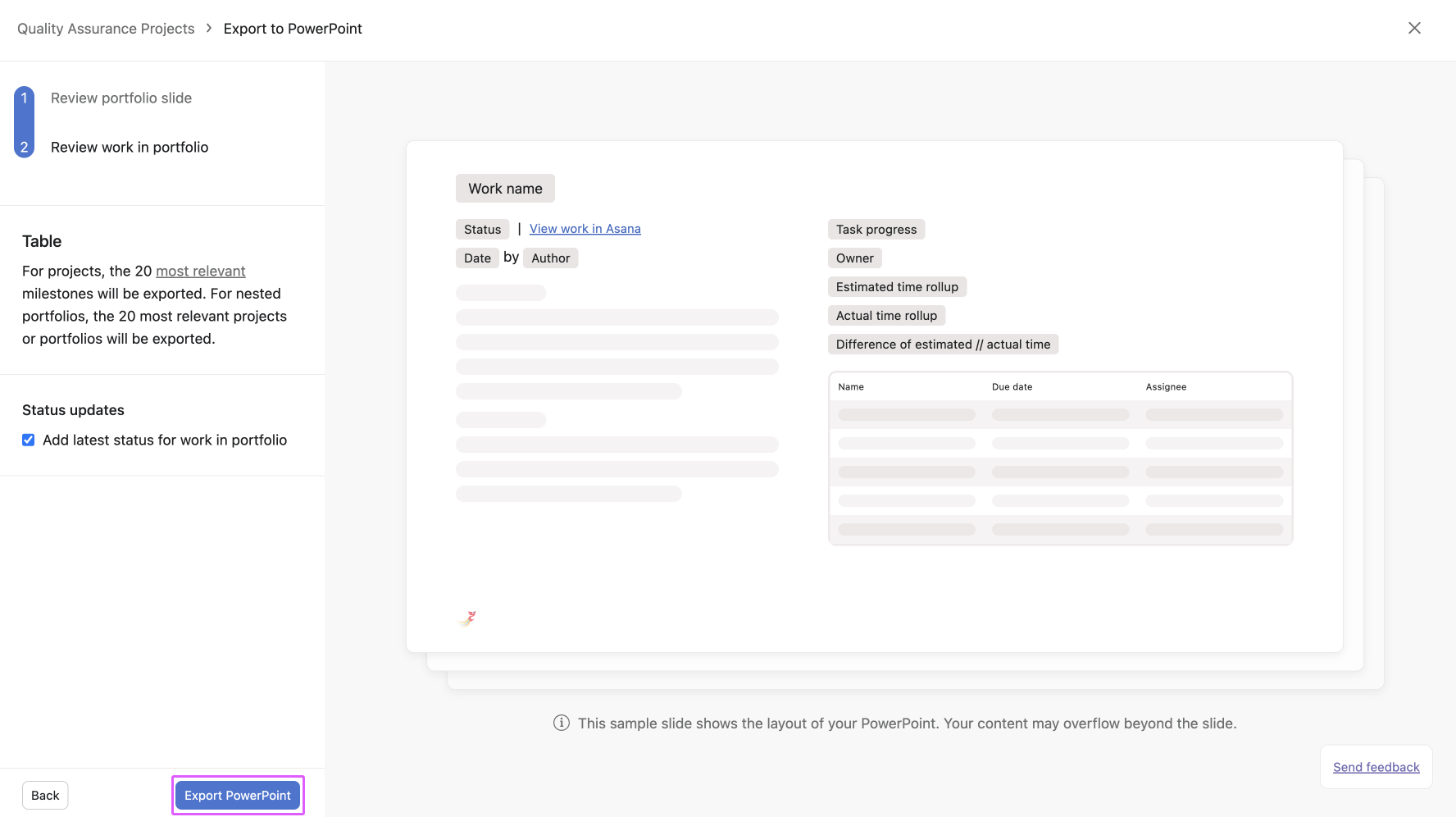 Portfolio PowerPoint Export