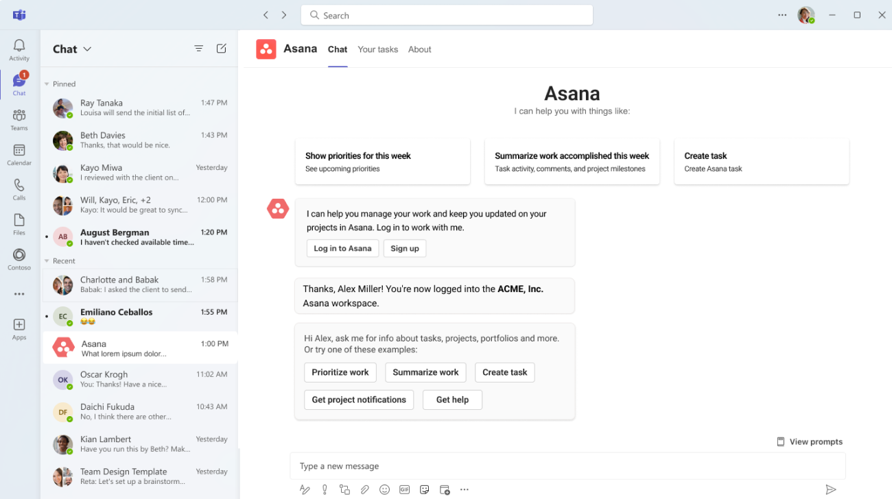 Microsoft Teams and Asana integration