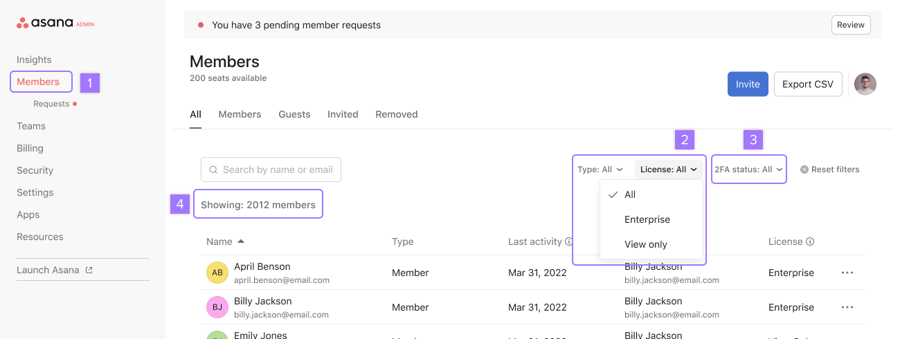 View Only Licenses in Asana