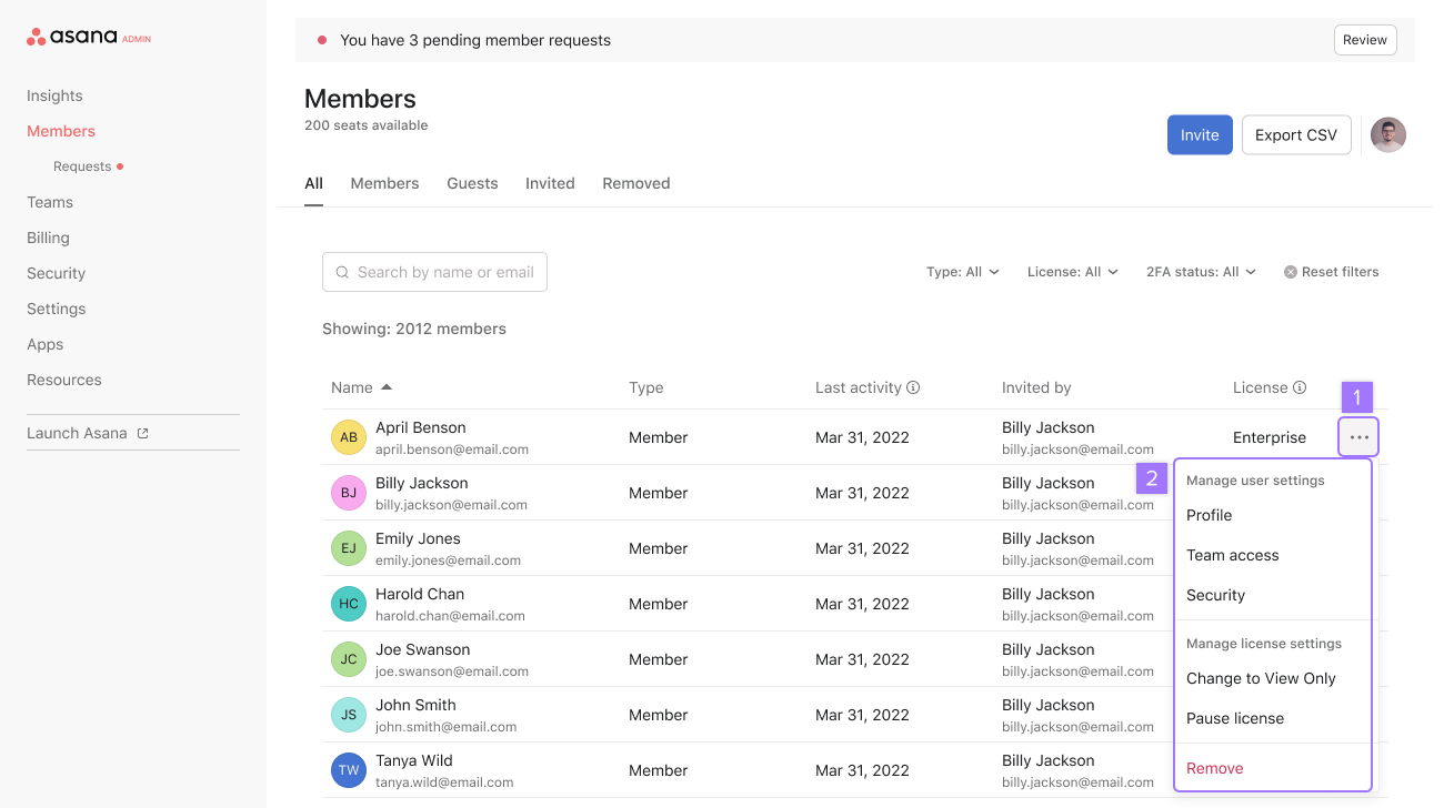 View Only Licenses in Asana