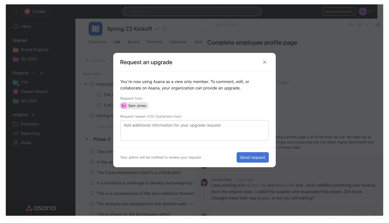 View Only Licenses in Asana