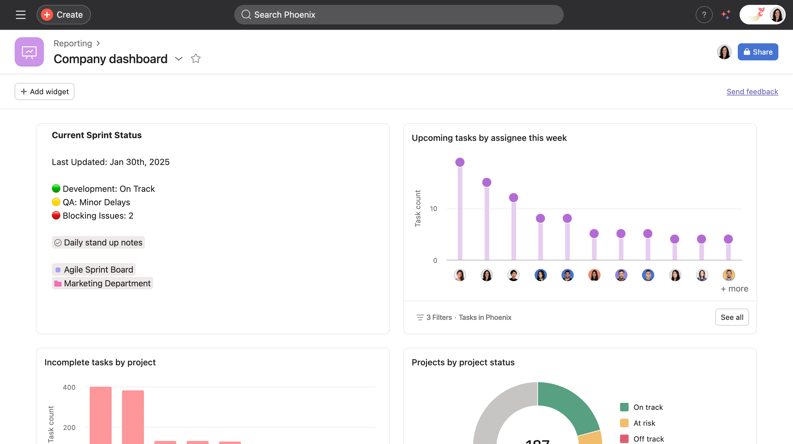 Add Context and Enhance Communication with Text Widgets in Asana Dashboards