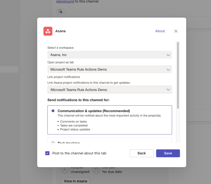 Microsoft Teams and Asana integration