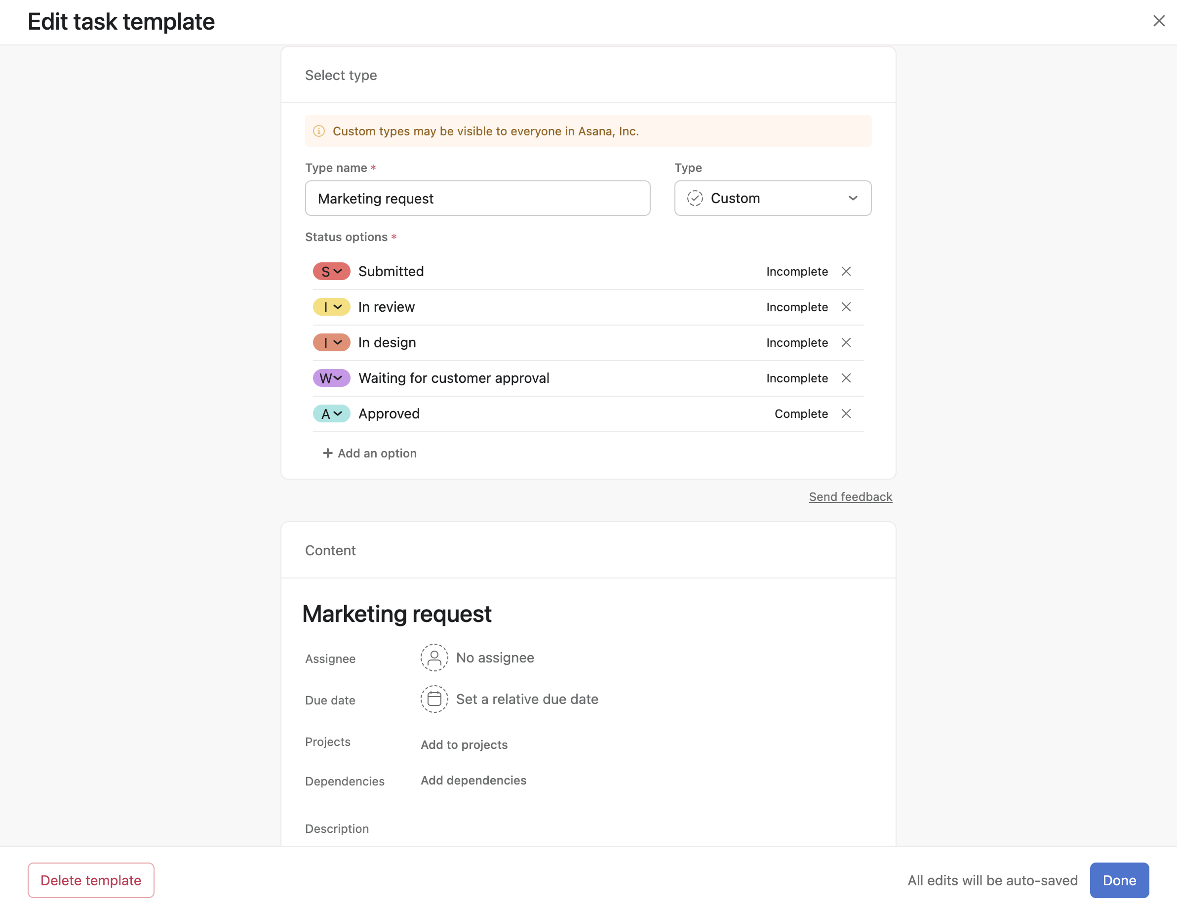 Create & Use Custom Task Types & Statuses to Standardize Workflows